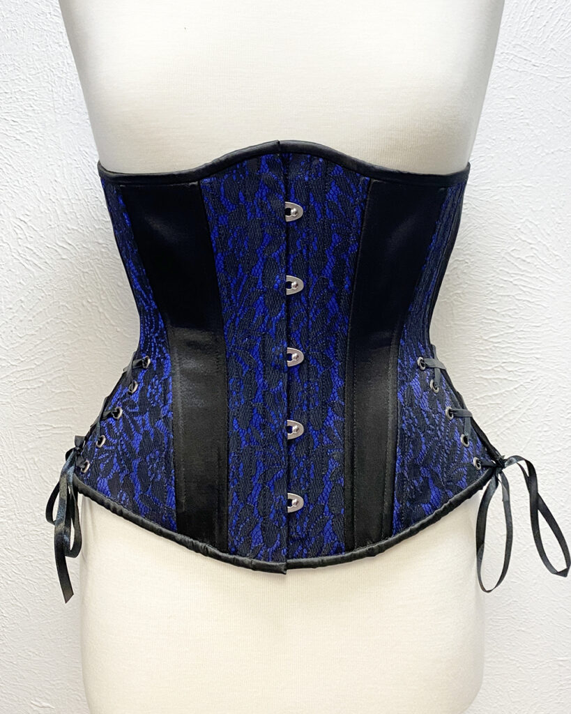 Blue with Black Lace Overlay Hourglass Corset – Faire Treasures