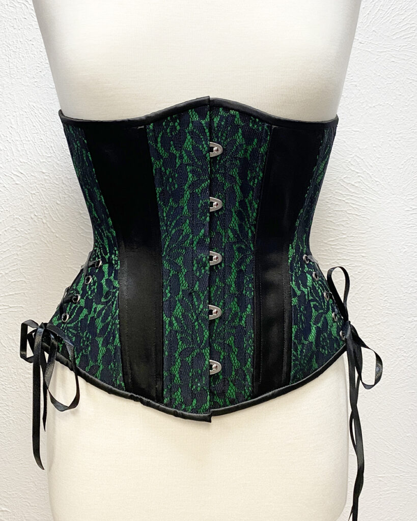 Green with Black Lace Overlay Hourglass Corset – Faire Treasures